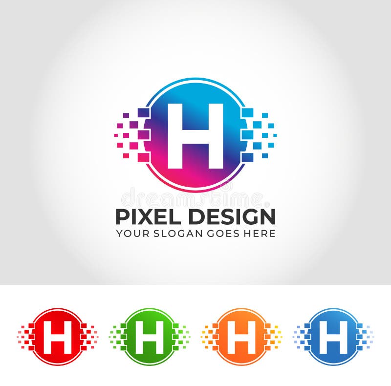 H Pixel Logo Design Concept Stock Vector - Illustration of icons ...