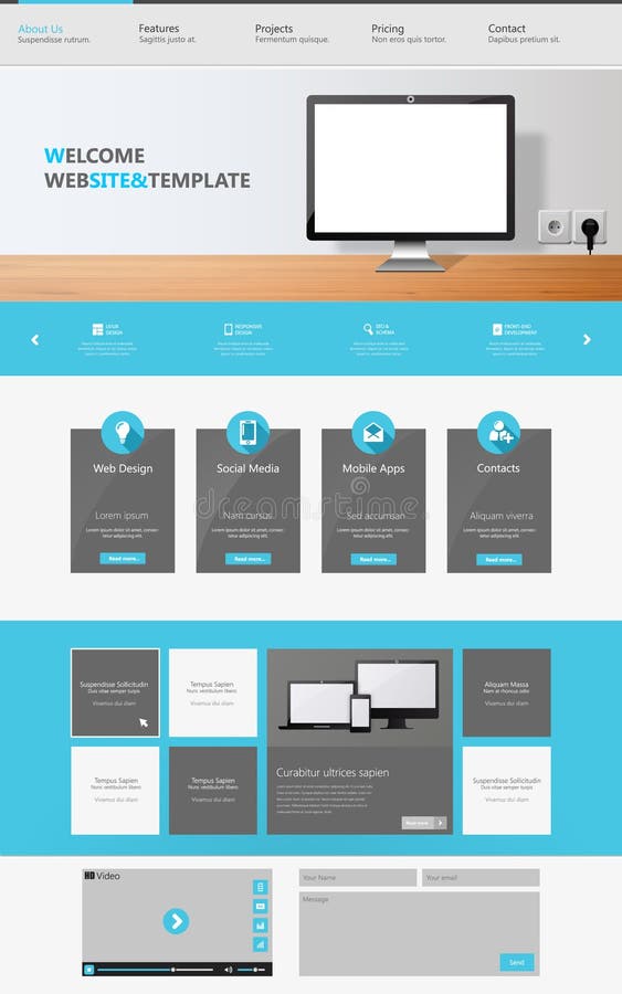 One Page Website Design Template. All in One Set for Website Design ...