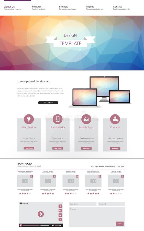 Modern Creative One Page Website Design Template, Vector Eps 10 Stock ...