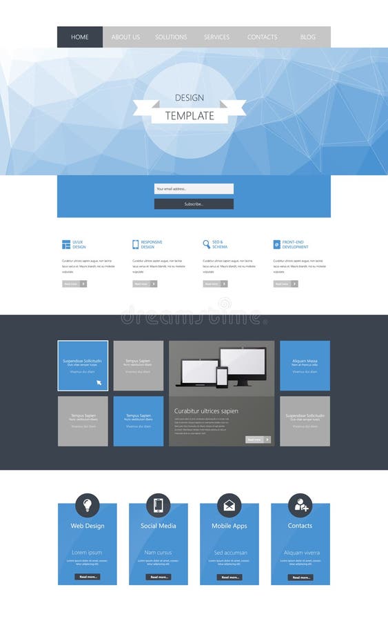 Modern Creative One Page Website Design Template, Vector Eps 10 Stock ...