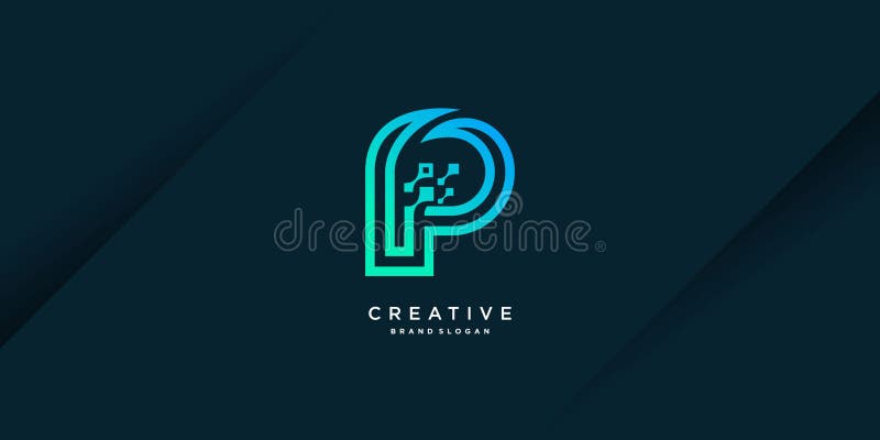 Modern Creative P Logo Template with Unique Style, Technology, Computer ...