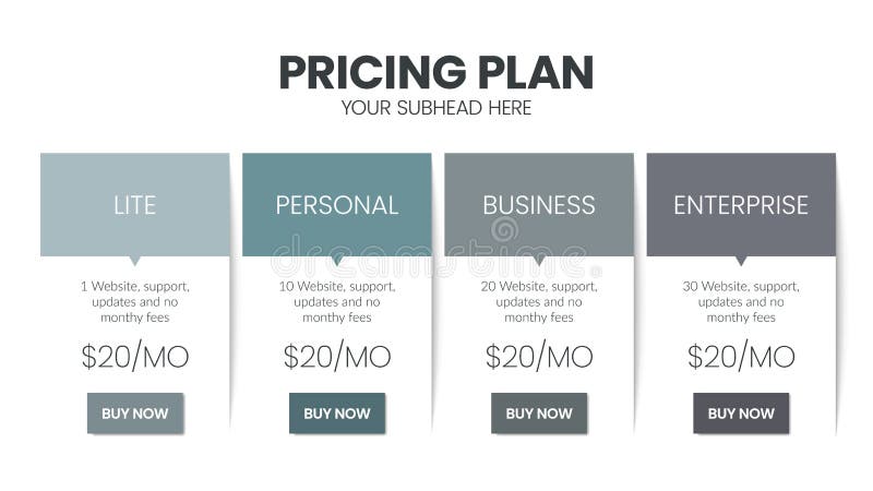 Modern Creative Pricing Subscription Plan Table Template with Minimal ...