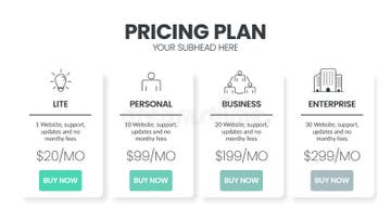 Modern Creative Pricing Subscription Plan Table Template with Minimal ...