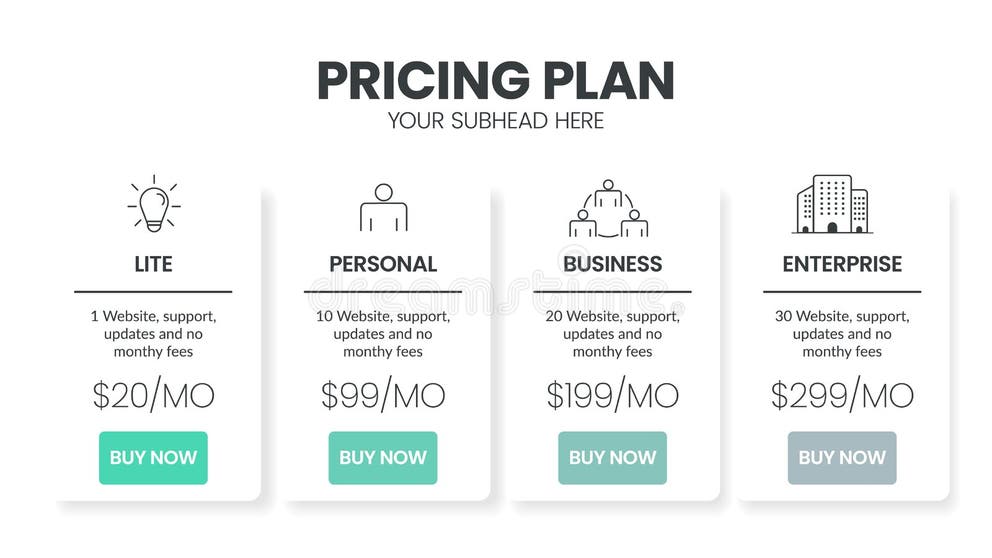 Modern Creative Pricing Subscription Plan Table Template with Minimal ...