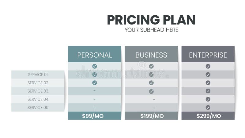 Modern Creative Pricing Subscription Plan Table Template with Minimal ...