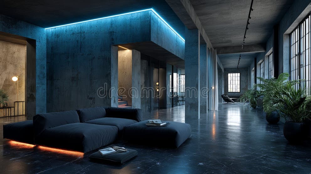 Modern Creative Studio Interior with Ambient Lighting and Stylish Decor ...