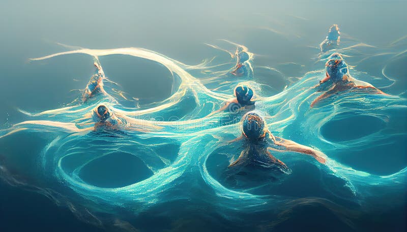 Modern Creative Sync Swimming Illustration, Shining Lightning Parts, Ai ...