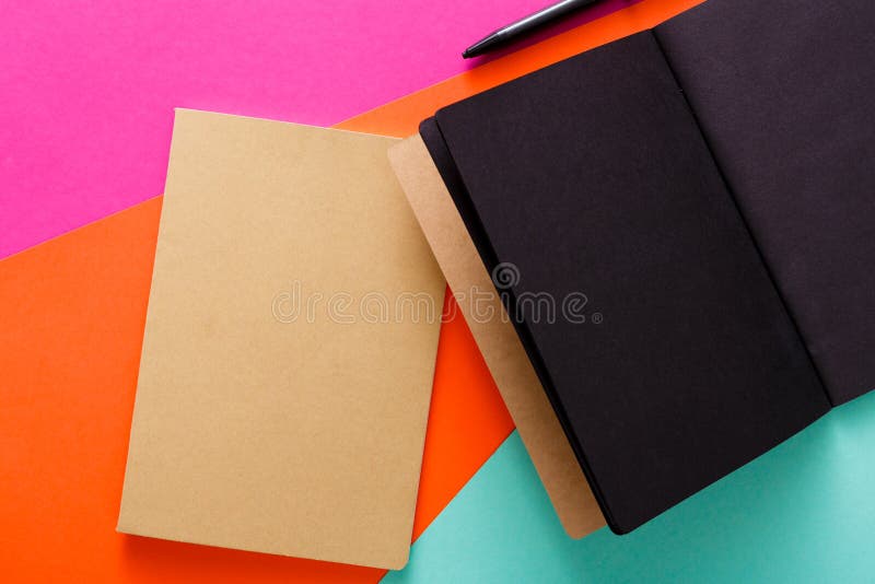 Modern Creative Work Space with Stylish Black Notepad Stock Image ...