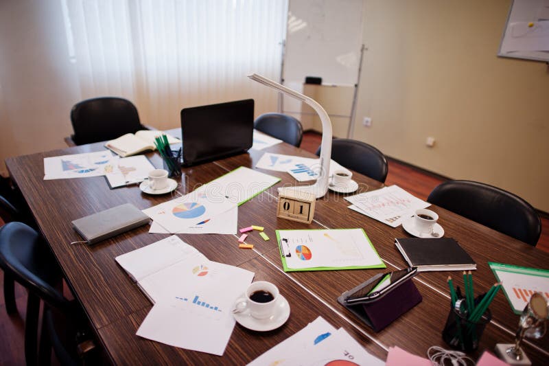 Modern Creative Workplace with Laptop, Tablet, Equipment and Table Led ...