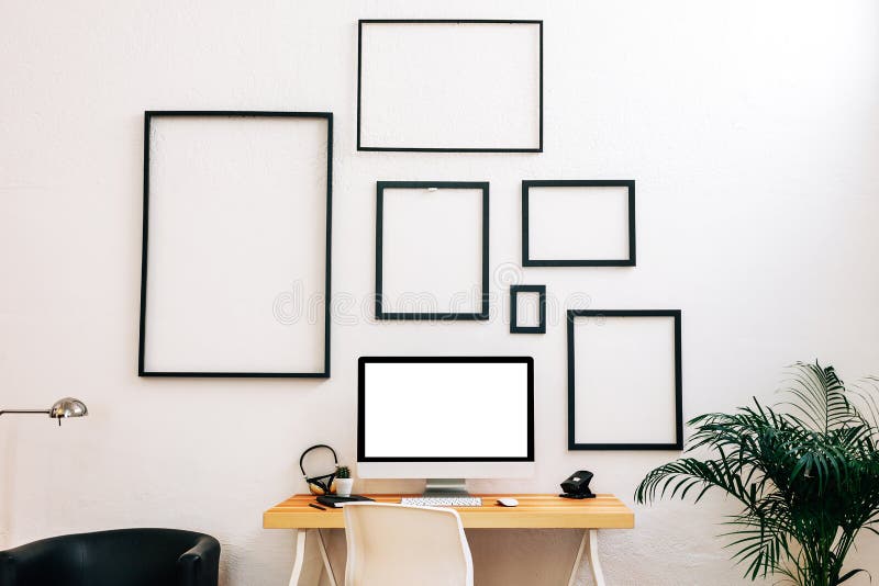 Modern creative workspace. stock photo. Image of decoration - 48986998