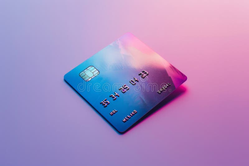 Modern Credit Card Illuminated on Gradient Background with Vivid Colors ...