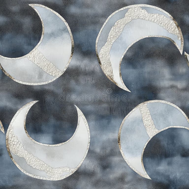 A Modern Crescent Moon Pattern with Abstract Textures and Shimmering ...