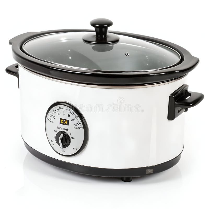 Crock Pot with Timer Isolated on White Background Stock Image - Image ...