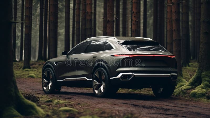 Modern Crossover Car in the Forest Stock Photo - Image of adventure ...