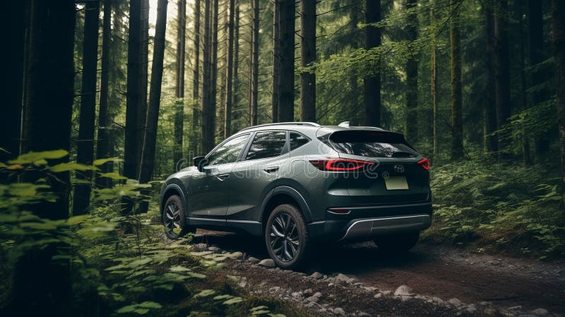 Modern Crossover Car in the Forest Stock Photo - Image of natural ...