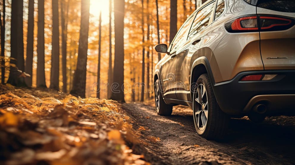 Modern Crossover Car in the Forest Stock Photo - Image of woods, travel ...