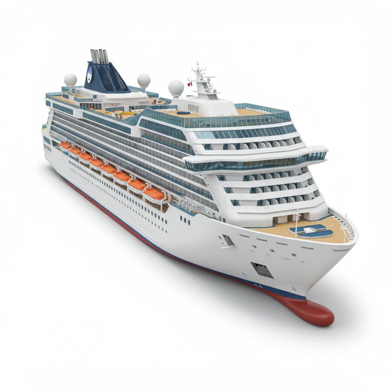 Modern Cruise Ship Model, Featuring Multiple Decks with Balconies ...