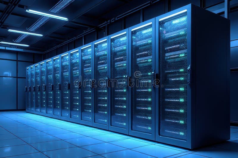 Modern Cryptocurrency Server Farm Stock Illustration - Illustration of ...