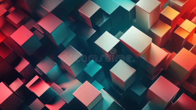 Modern Cube Design, 3D Rendering of Geometric Shapes with Squares ...