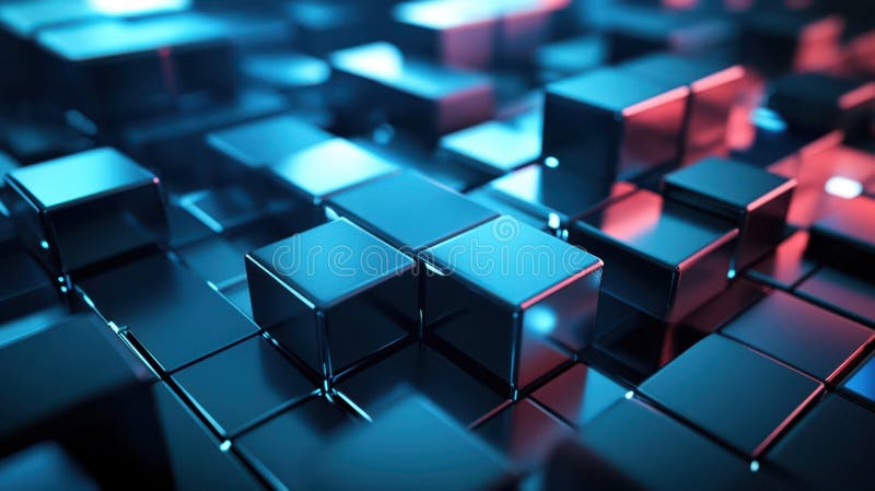 Modern Cube Design, 3D Rendering of Geometric Shapes with Squares ...