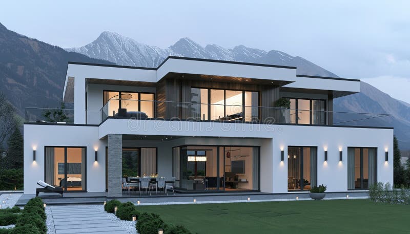 Modern Cube Home with White Walls, Timber Paneling, and Spacious Yard ...