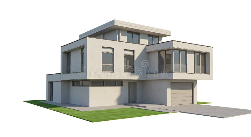 Modern Cube House with Flat Roof 3D Model Stock Illustration ...