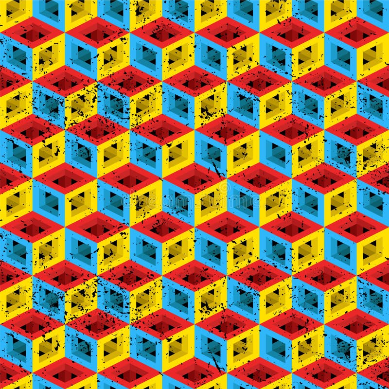 Modern Cube Warn Ouf Effect Seamless Pattern Stock Illustration ...