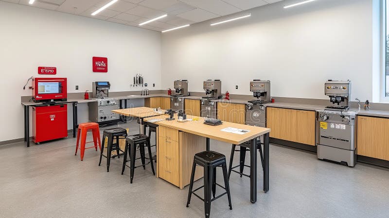 Modern Culinary Training Center Kitchen Classroom Stock Photo - Image ...