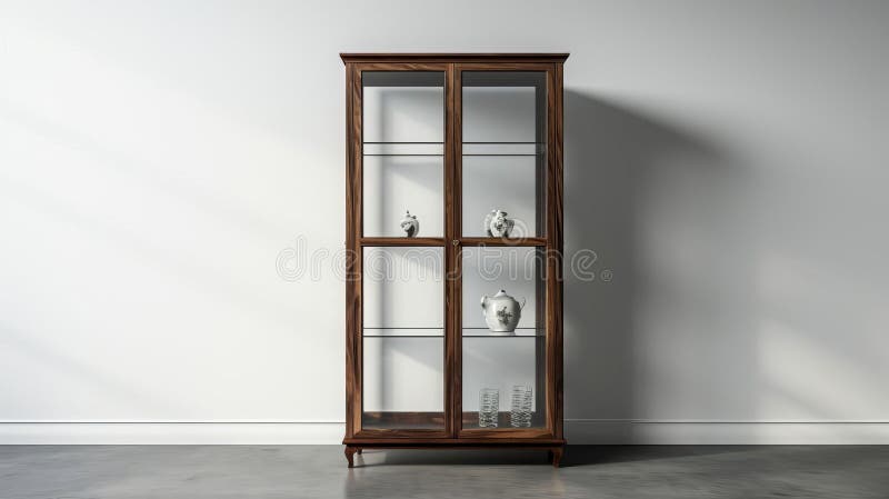 Modern Curio Cabinet on Plain White Background Image Stock Illustration ...