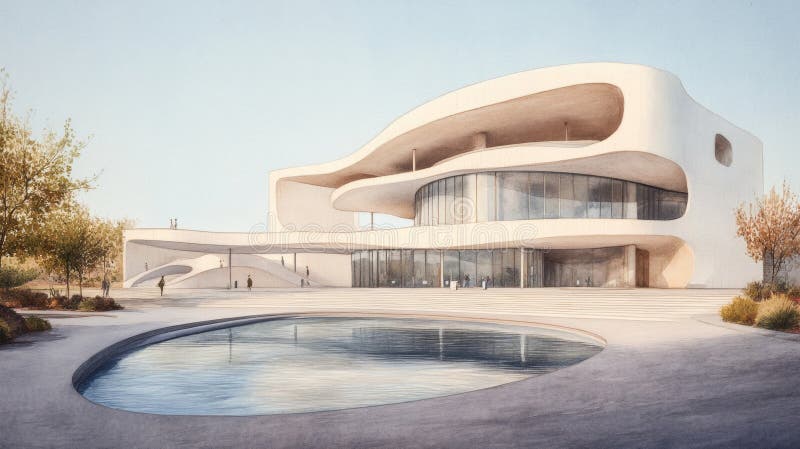 Modern Curved Architecture with Pool and Minimalistic Design in a ...