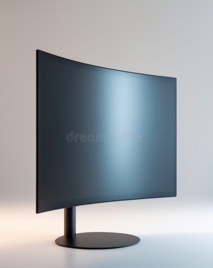 Modern Curved Black Computer Monitor Display Stock Photo - Image of ...