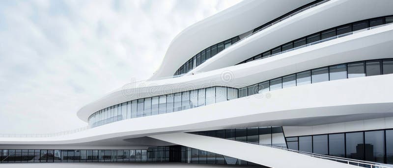 Modern Curved Building Against Blue Sky. Generative Ai Stock ...
