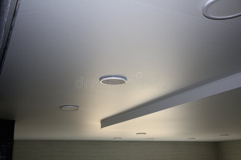 Modern Curved Ceiling Design with Recessed Lighting Stock Image - Image ...
