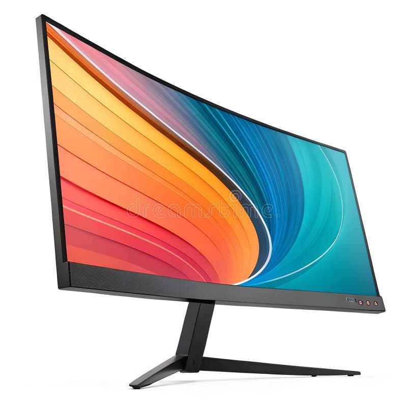 "Modern Curved Computer Monitor Isolated on Transparent Background ...