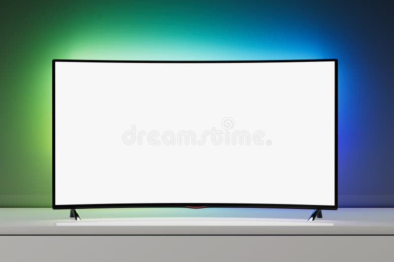 Modern Curved Led or LCD TV Screen with Ambient Color Backlight Strips ...