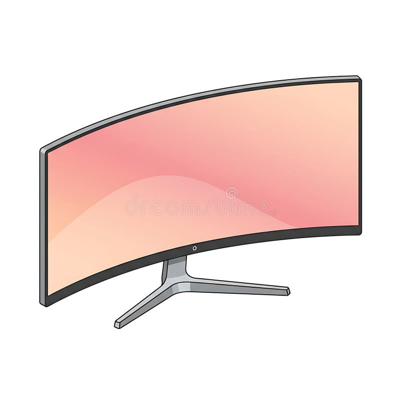 Curved Monitor Illustration Stock Illustration - Illustration of modern ...