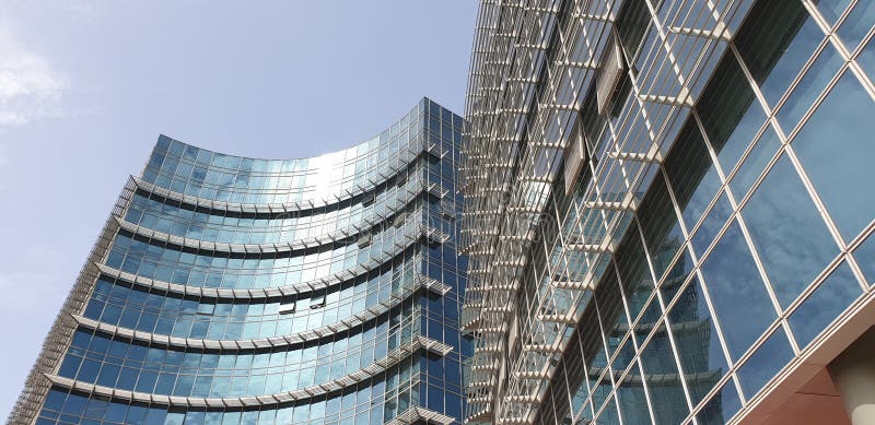 Modern Curved Office Building Stock Image - Image of symmetry, line ...