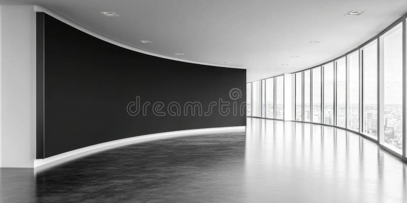 Modern curved office wall stock illustration. Illustration of ...