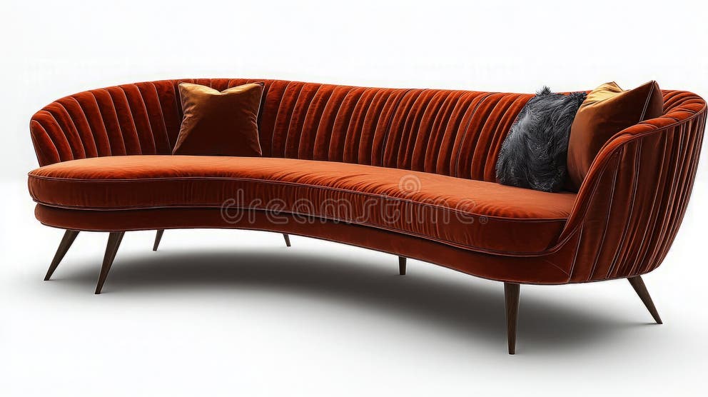 Modern Curved Sofa, Elegant Design, Studio Shot, Home Decor Stock Image ...