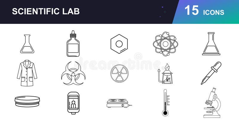 Scientific Lab Icon Set. Featuring Laboratory Equipment, Chemistry ...