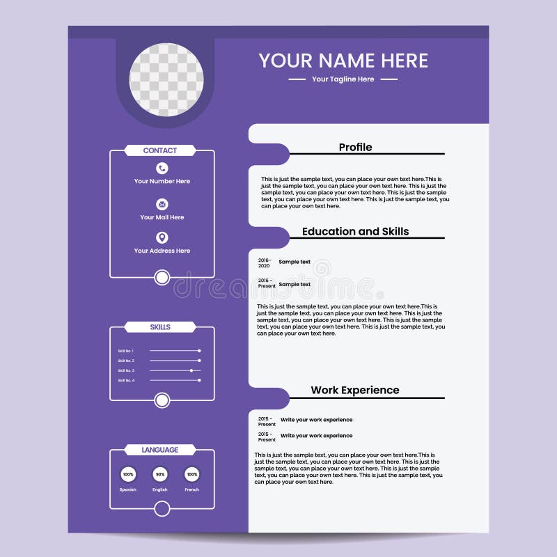 Modern CV Resume Template Design Layout. Vector Template for Business ...