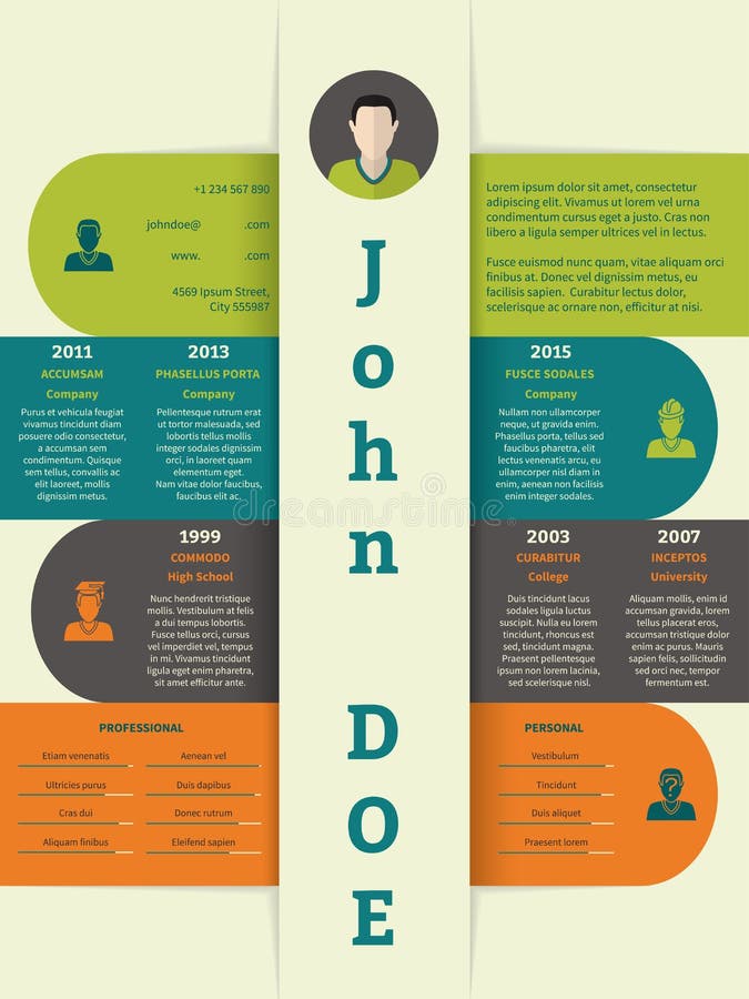 Modern Cv Resume Template Design Stock Illustration - Illustration of ...