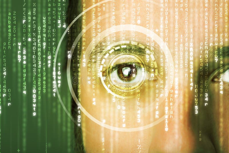 Modern Cyber Soldier with Target Matrix Eye Stock Illustration ...