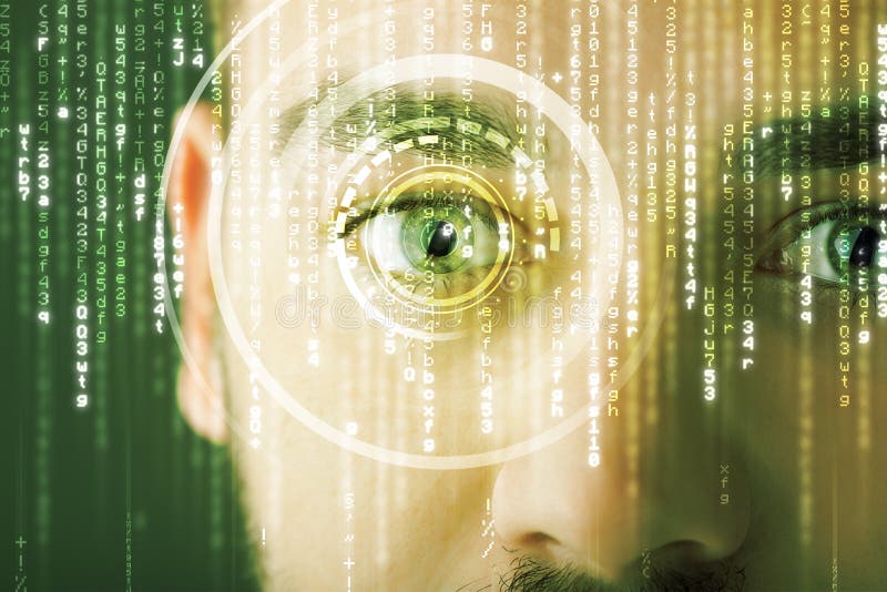 Modern Cyber Soldier with Target Matrix Eye Stock Image - Image of ...