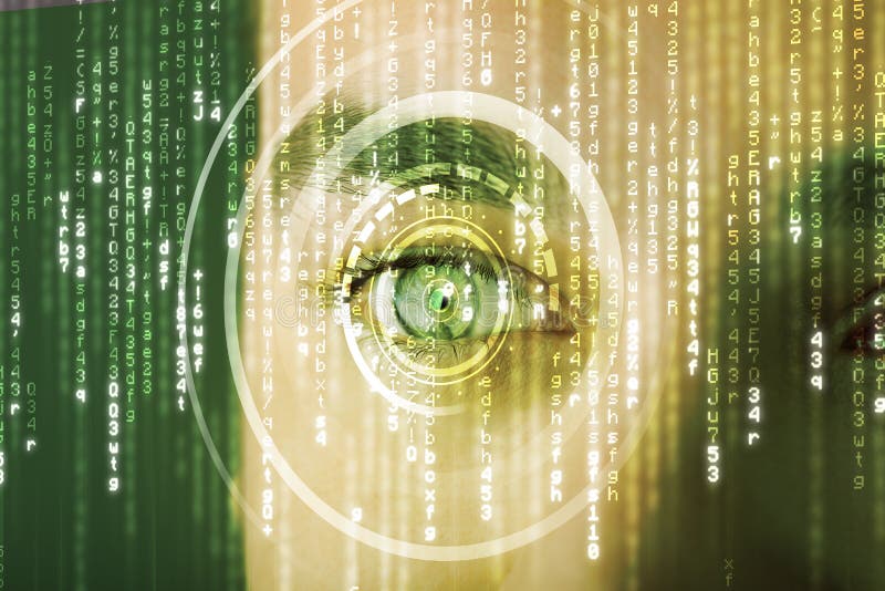 Modern Cyber Soldier with Target Matrix Eye Stock Photo - Image of ...
