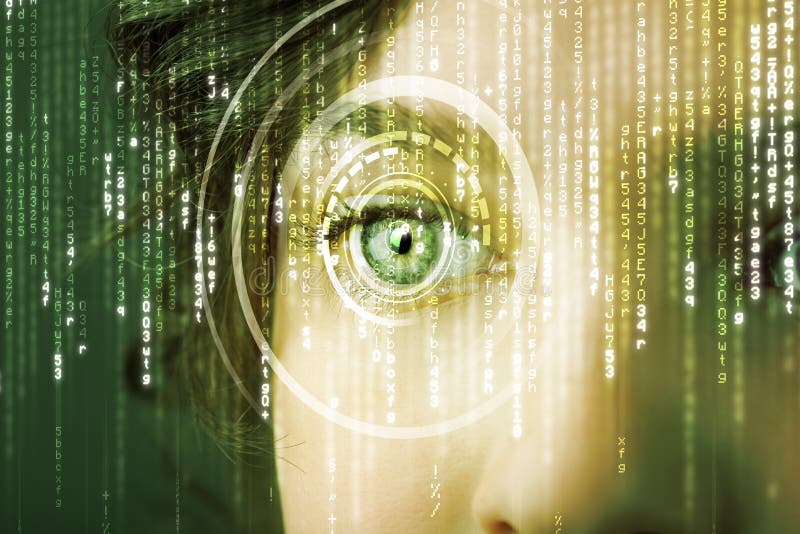 Modern Cyber Woman with Matrix Eye Stock Photo - Image of matrix ...
