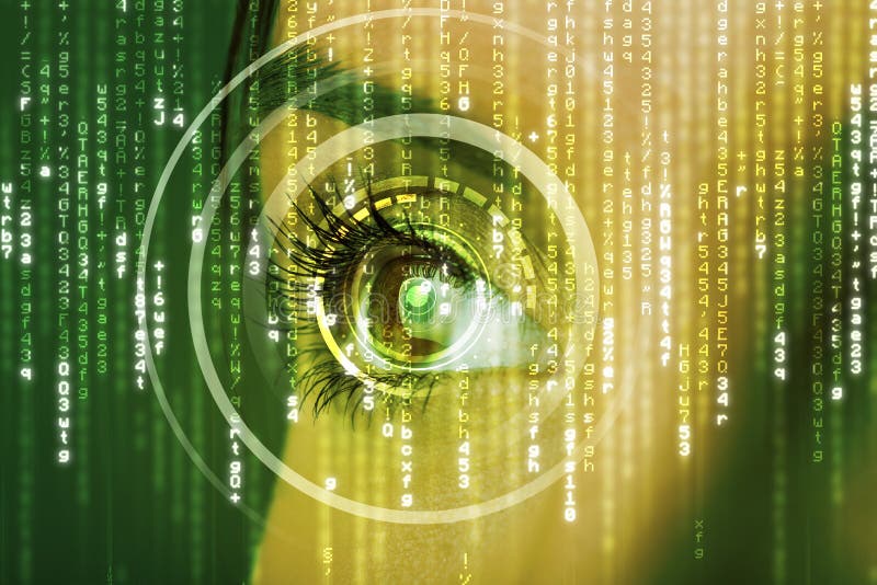 Modern Cyber Woman with Matrix Eye Stock Image - Image of graphic ...