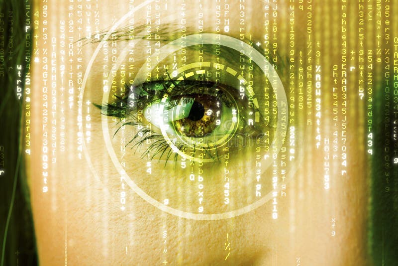 Modern Cyber Woman with Matrix Eye Stock Image - Image of mathematics ...