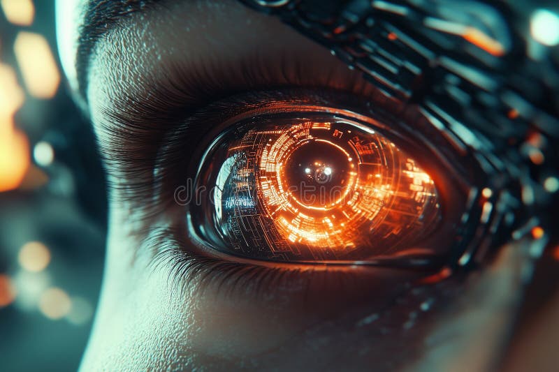 Modern Cyber Woman with Technology Eye Looking Ai Photo Stock ...