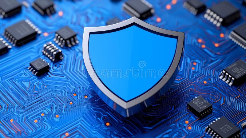 A Modern Cybersecurity Concept Featuring a Digital Shield Safeguarding ...